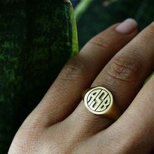 Gold Signet Ring With Initials, Letters Ring, 4 Letter Ring, Custom ...