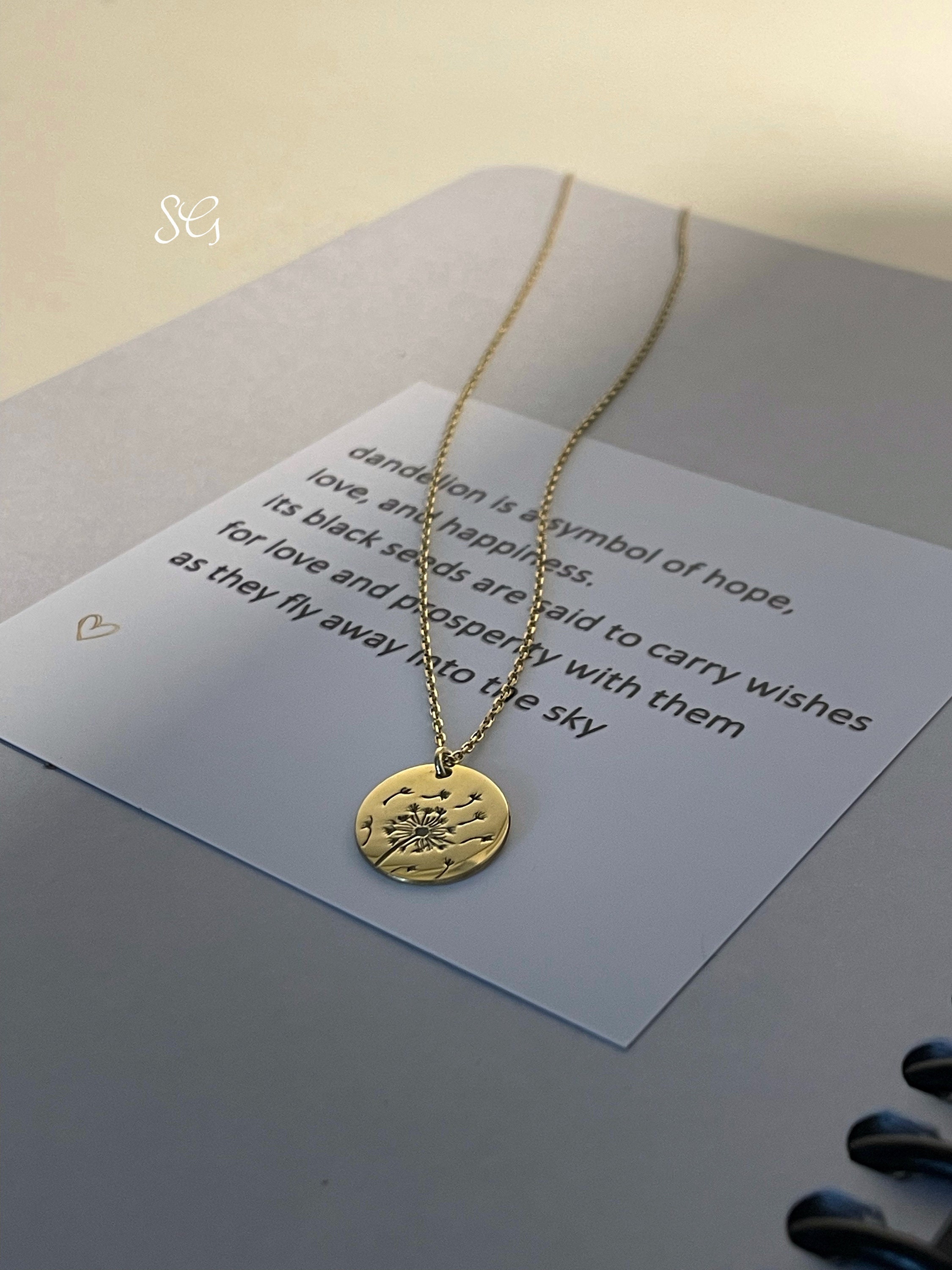 Dandelion Necklace Gold Dandelion Necklace Make a Wish | Etsy