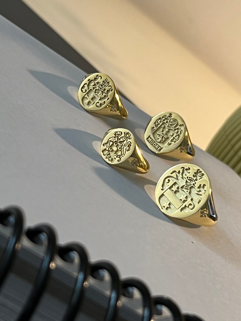 Gold Family Crest Signet Ring Family Rings Gold Signet Ring - Etsy