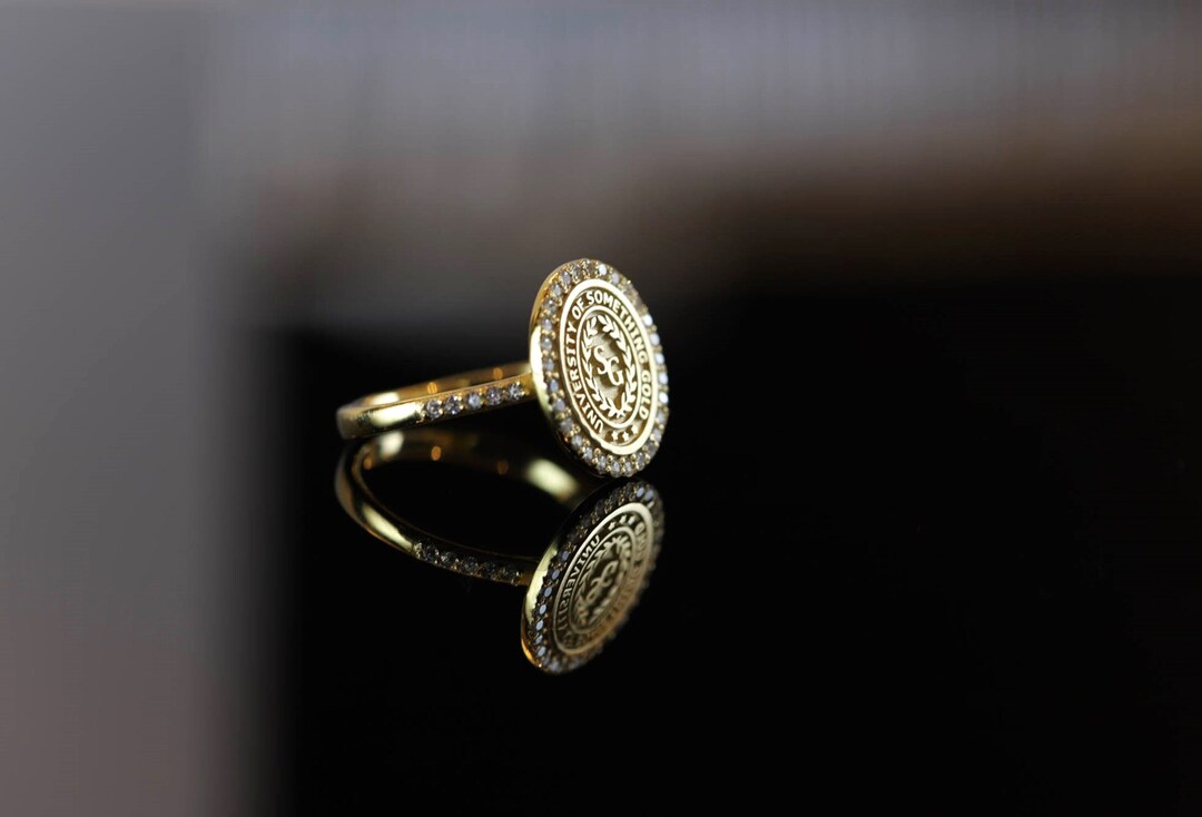 Solid Gold Diamond College Class Rings, Women's Class Ring, Gold ...