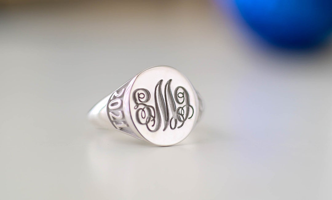 Monogram Ring, Initial Signet Ring, Monogram Signet Ring, Signet Ring ...