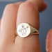Flower Ring Gold Wildflower Signet Ring Floral Ring - Etsy