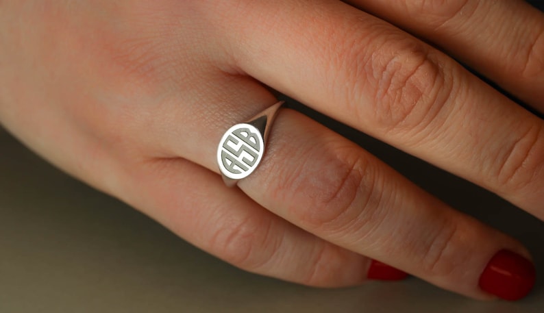 Monogram Ring Custom Monogram Rings Monogram Initial Ring | Etsy