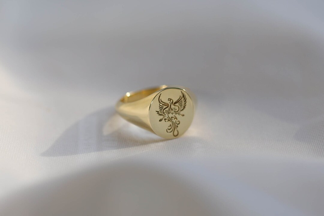 Phoenix Ring, Gold Phoenix Ring, Phoenix Signet Ring, 14k Gold Phoenix ...
