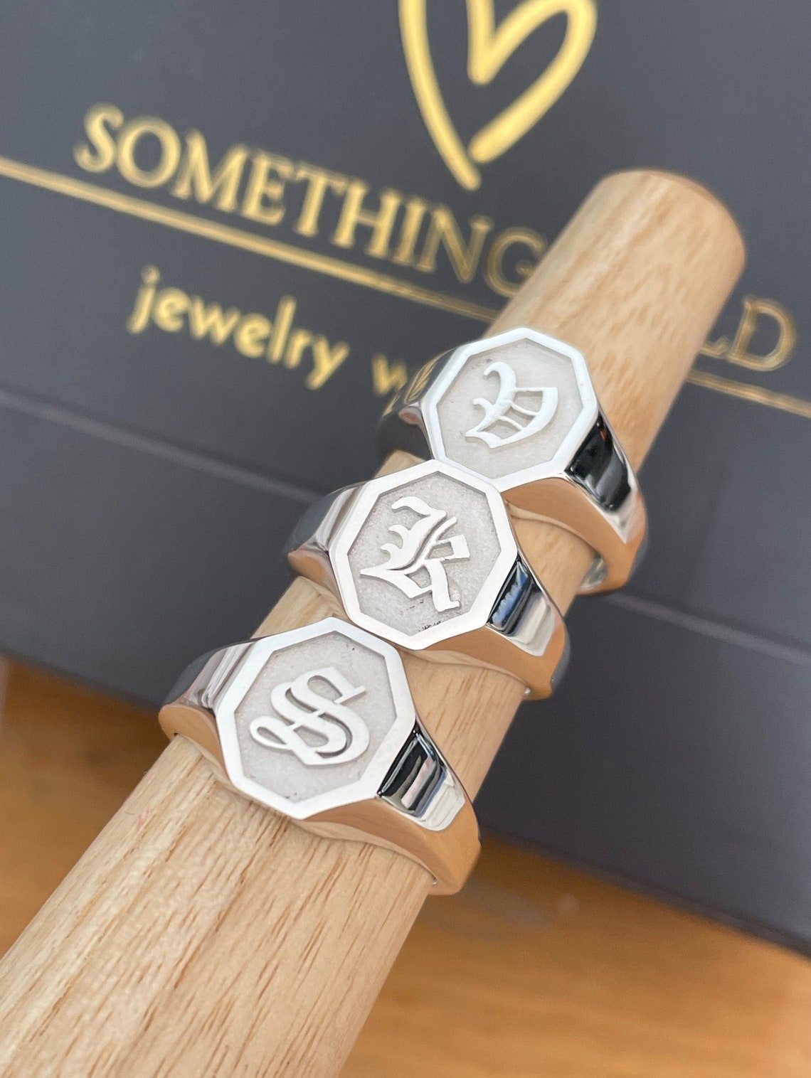 Initial Signet Ring Custom Signet Ring Silver Signet Ring - Etsy
