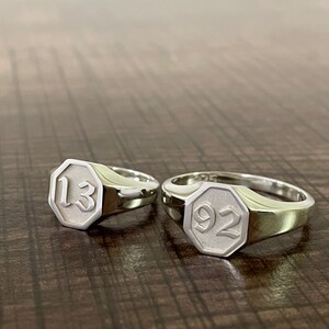 Number 13 Signet Ring, Custom Signet Ring, Silver Signet Ring, Initial ...