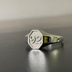 Number 13 Signet Ring, Custom Signet Ring, Silver Signet Ring, Initial ...
