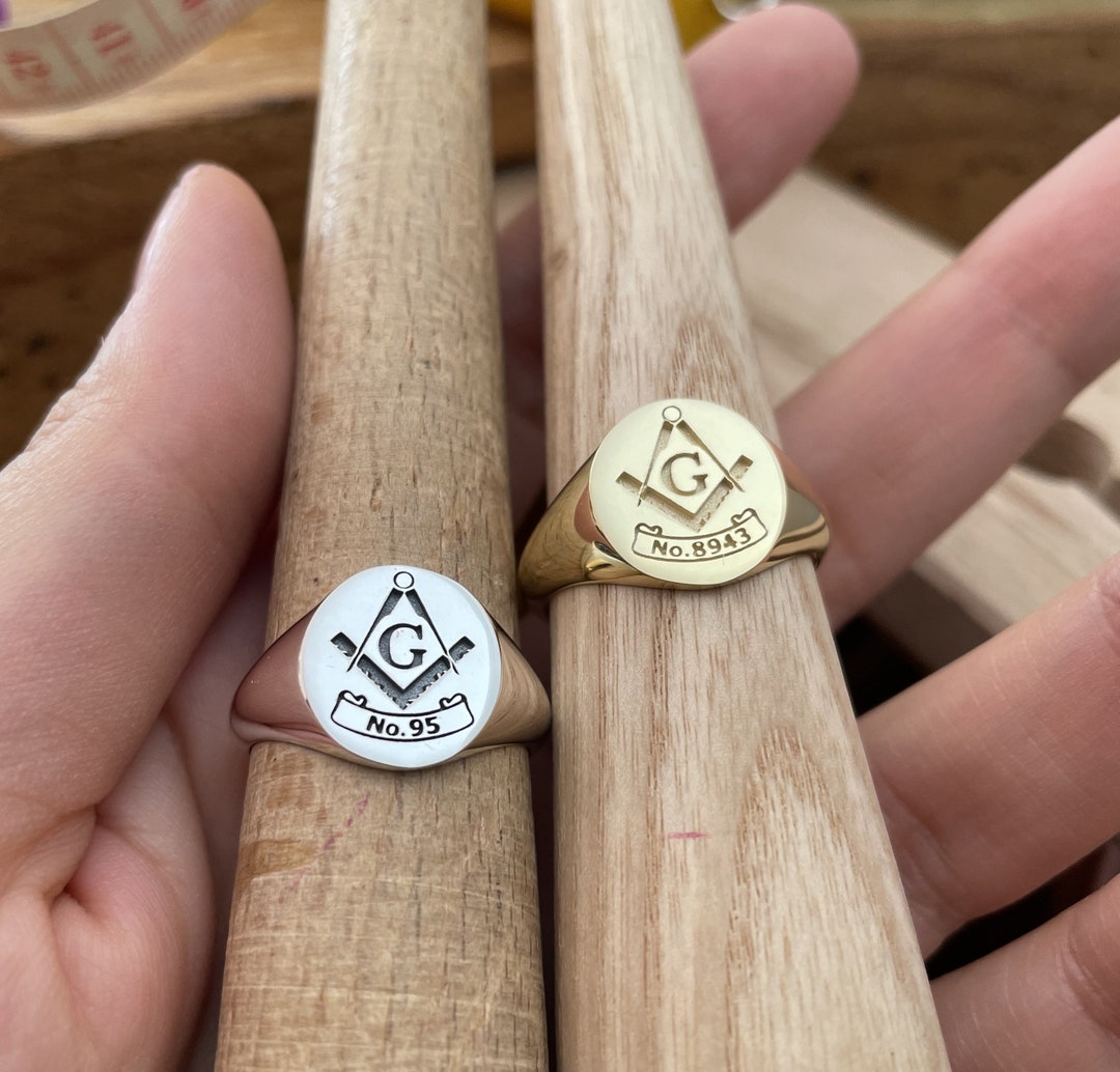 Masonic Rings With Lodge Number Gold Freemason Ring Masonic - Etsy