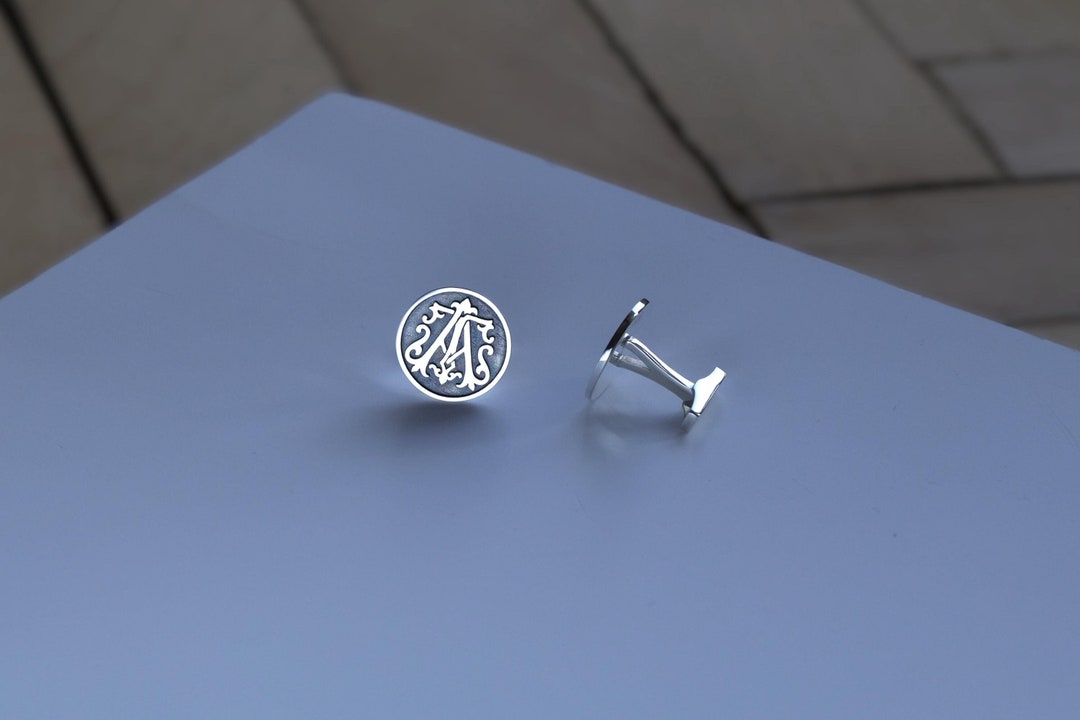 Personalized Monogram Cufflinks for Men, Custom Engraved Initial ...