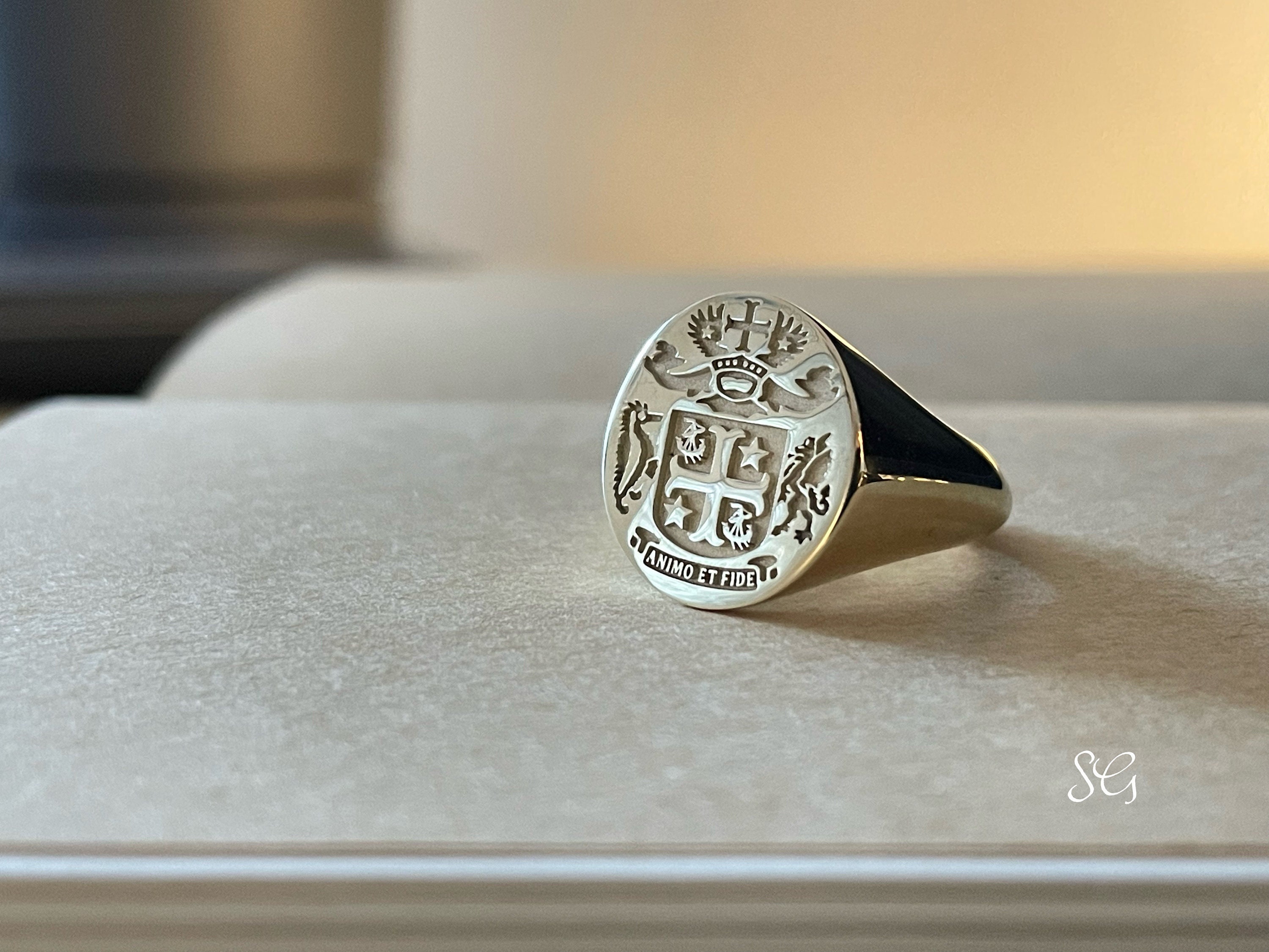 XL Gold Family Crest Signet Ring Family Rings Gold Signet | Etsy