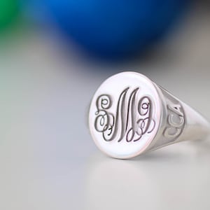 Monogram Ring, Initial Signet Ring, Monogram Signet Ring, Signet Ring ...