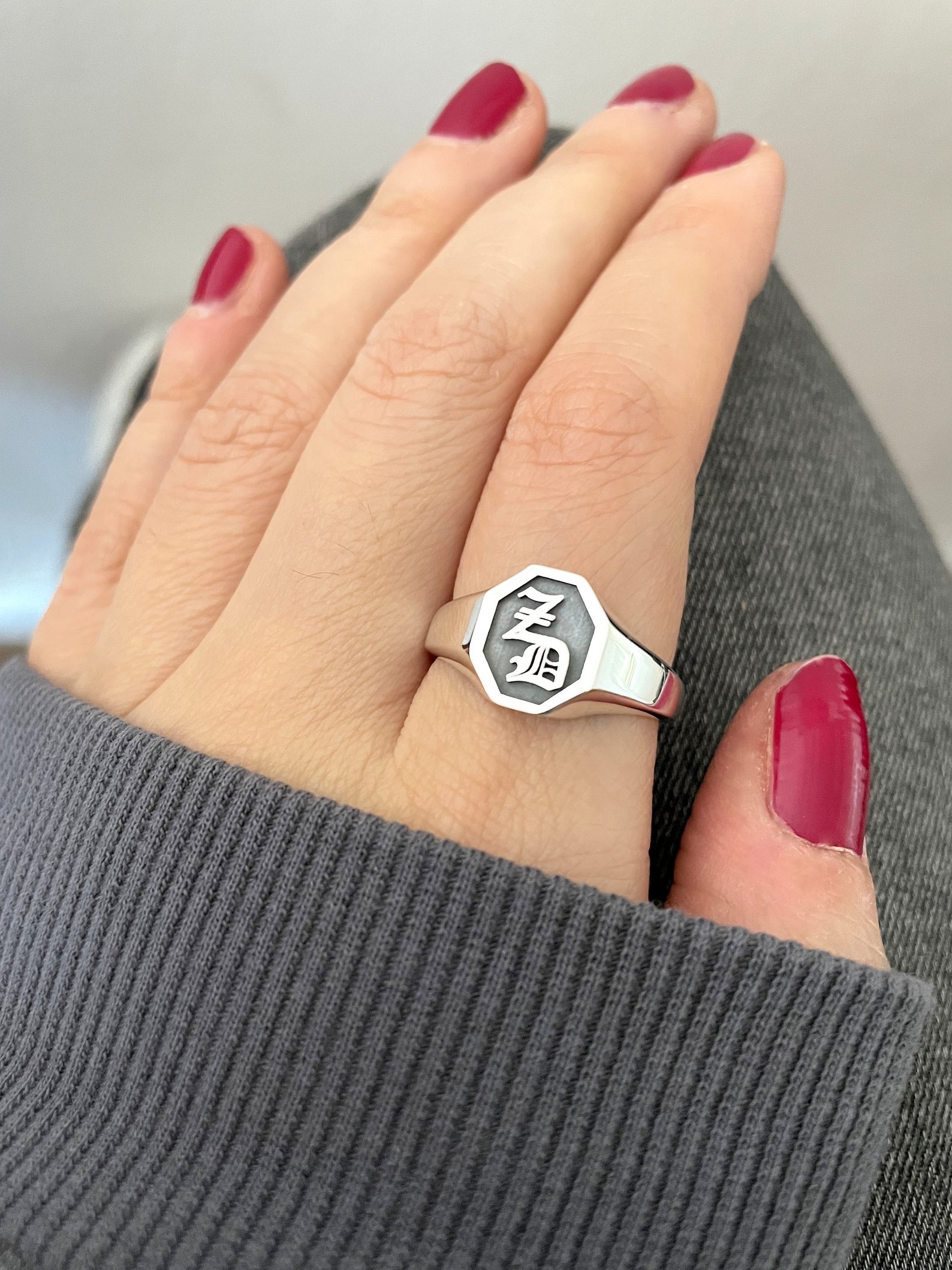 Initial Signet Ring Initial Engraved Signet Ring Custom | Etsy