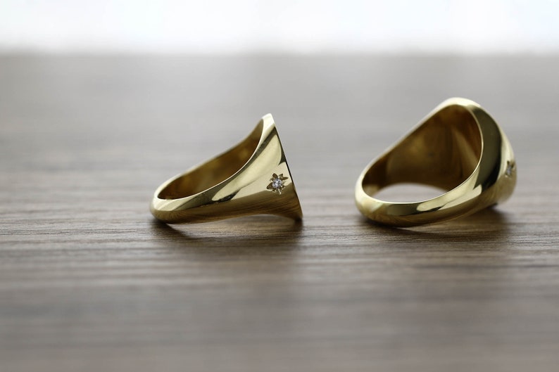 Gold Diamond Family Crest Signet Ring Family Rings Gold | Etsy
