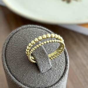 10k Gold Beaded Stackable Rings, 14k Gold Beaded Rings, Minimalist ...