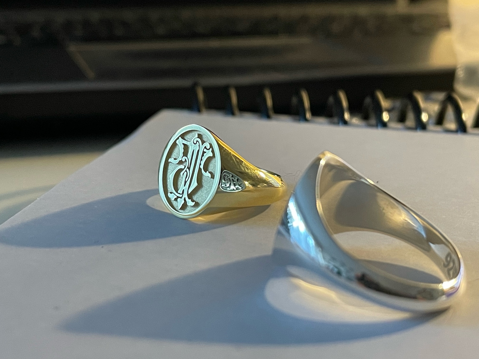 Custom Gold Monogram Engraved Signet Ring Gold Initial - Etsy