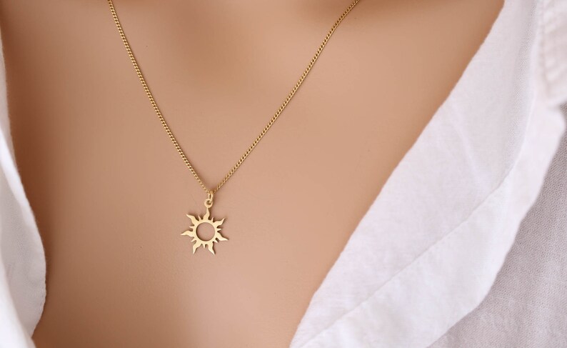 Gold Sun Necklace Sunshine Necklace Sun Necklace Dainty Sun | Etsy