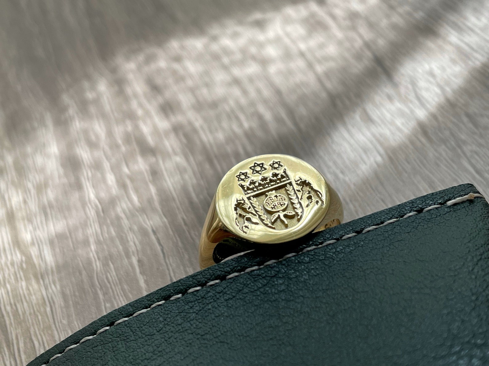 Gold Family Crest Signet Ring, Gold Coat of Arms Signet Ring, Solid ...