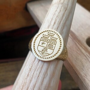 Gold Family Crest Ring, Family Crest Signet Ring, Family Crest Ring, Family Coat of Arms Signet ...