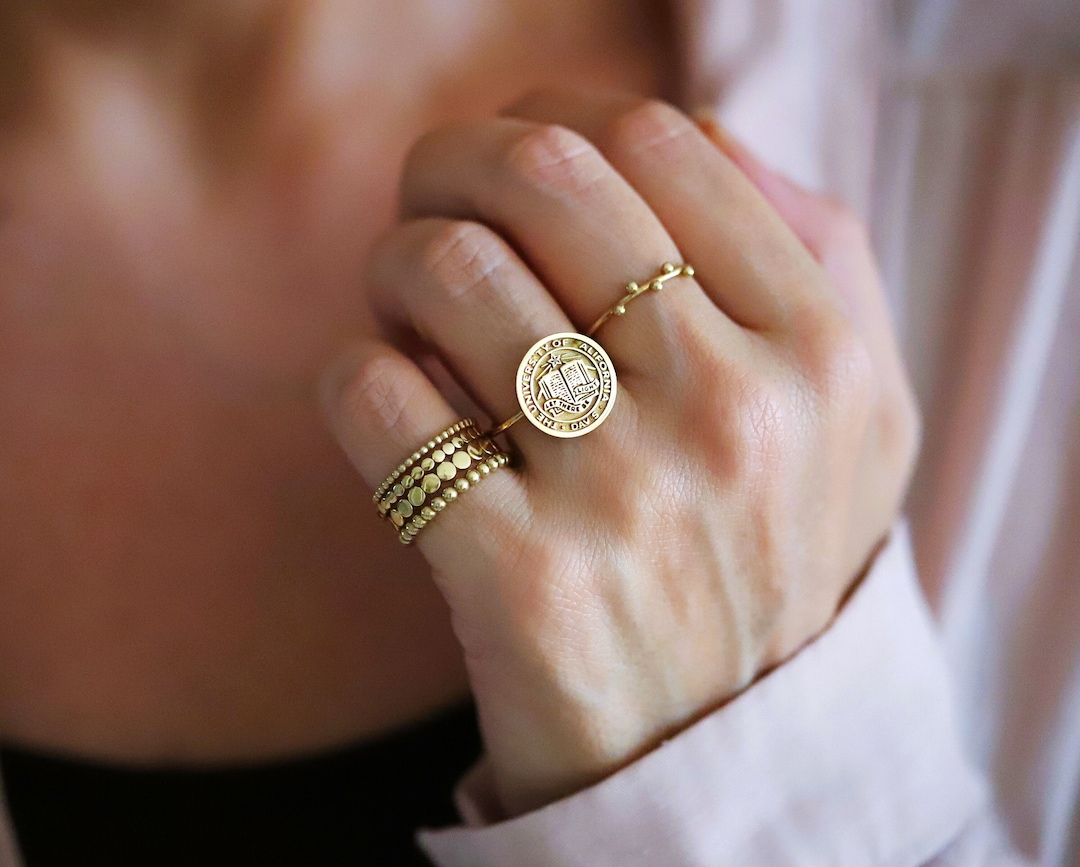 Dainty Gold College Class Rings, Class Ring, Gold Graduation Rings ...