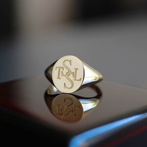 Initial Signet Ring Gold, Gold Signet Ring, Initial Ring, Custom Signet ...