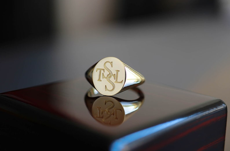 Initial Signet Ring Gold, Gold Signet Ring, Initial Ring, Custom Signet ...