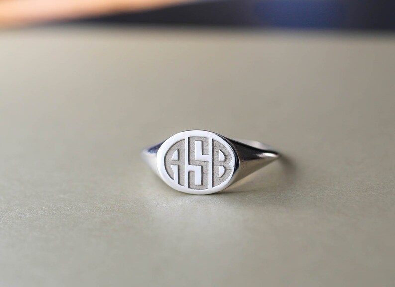 Monogram Ring Custom Monogram Rings Monogram Initial Ring | Etsy