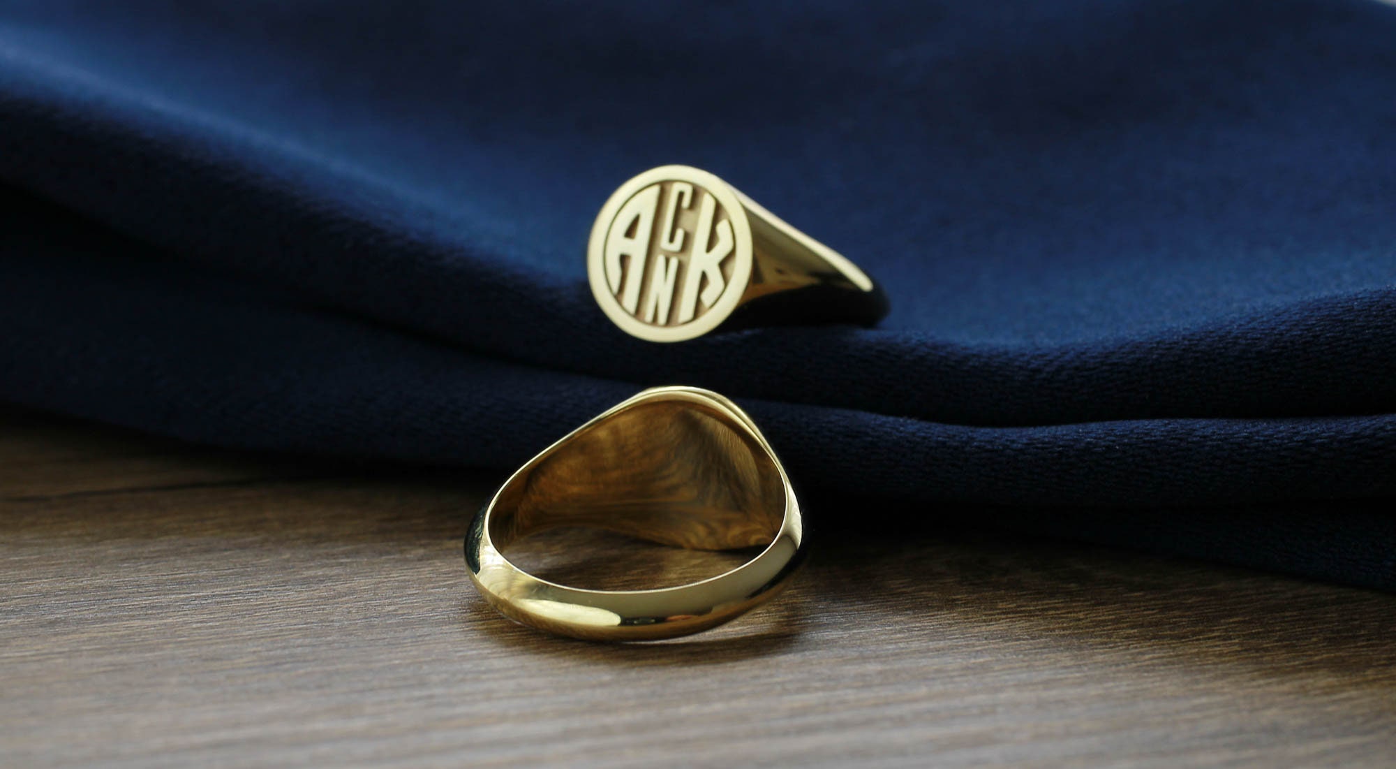 Initials Ring Initial Signet Ring Gold Monogram Initials | Etsy