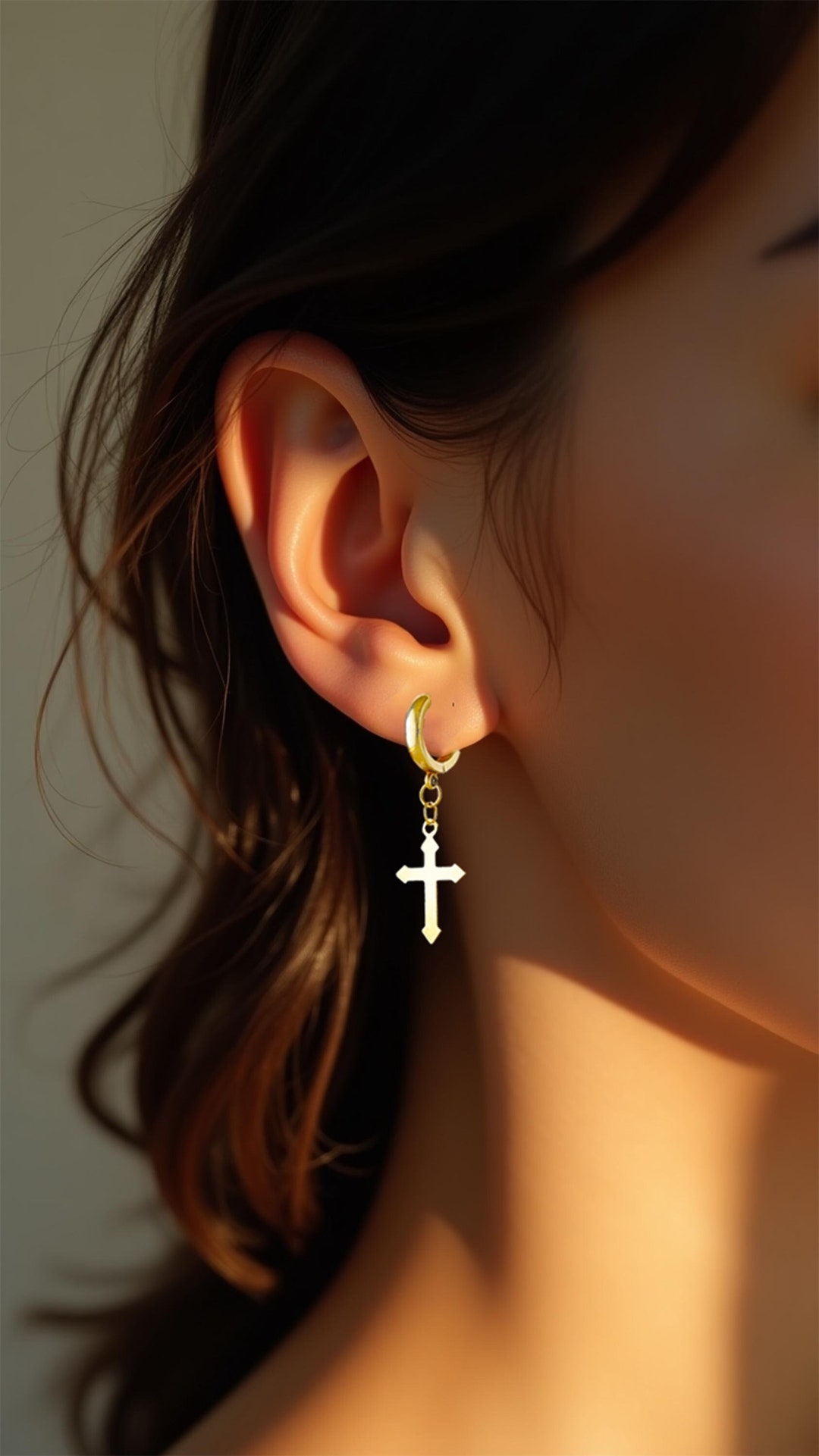 Gold Cross Dangle Earrings for Men & Women, Dangling Cross Earrings ...