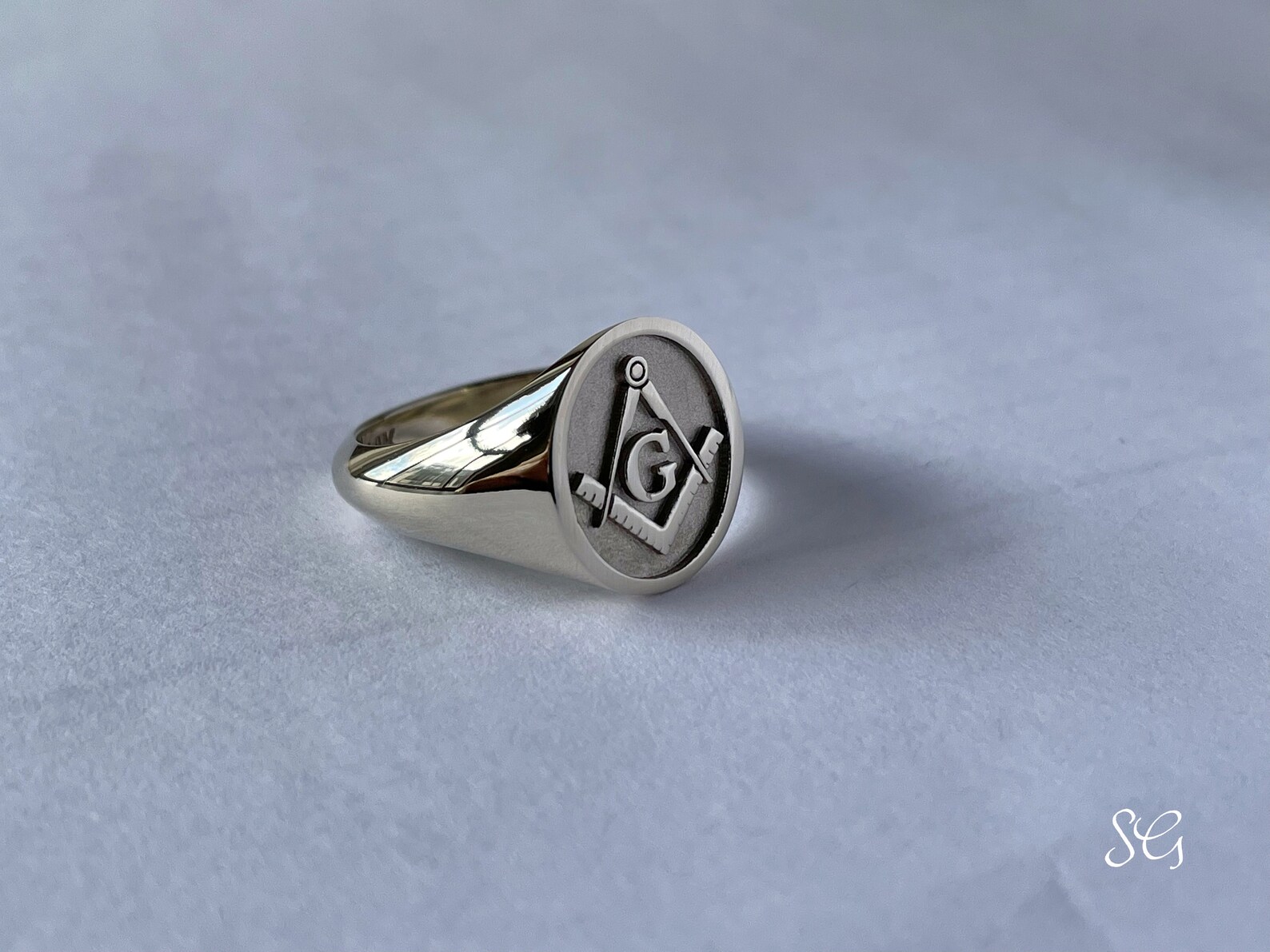 14k White Gold Masonic Ring, Gold Masonic Rings, Freemason Ring, Master ...