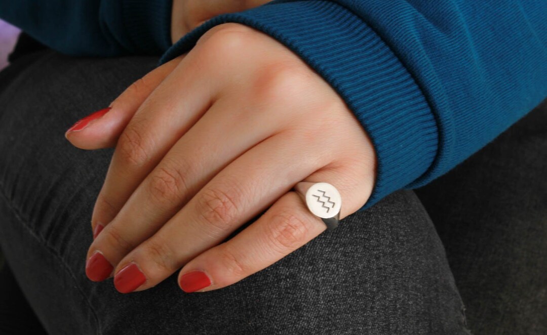 Aquarius Signet Ring, Zodiac Signet Ring, Zodiac Rings, Zodiac Sign ...