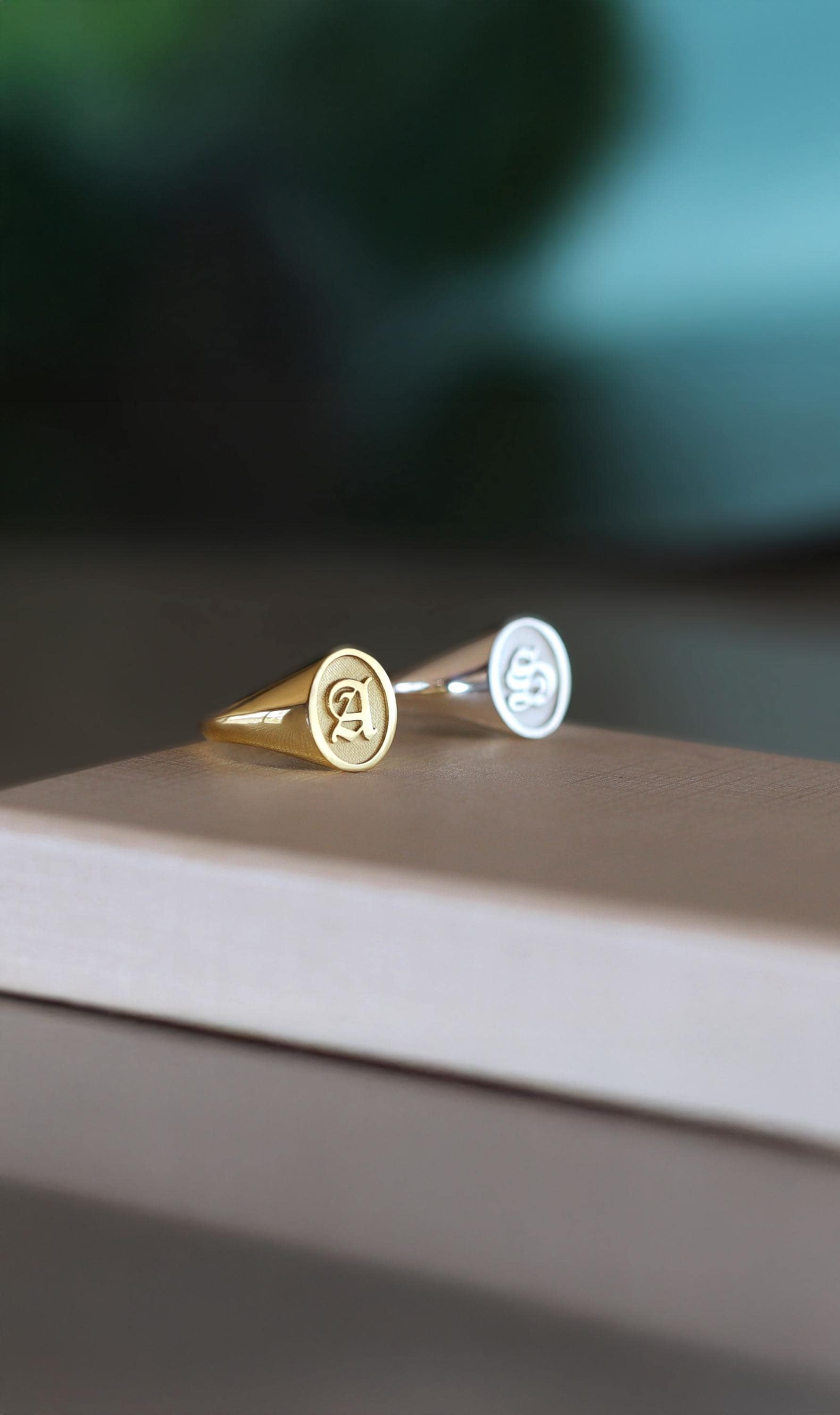 Gold Letter A Ring, Initial Ring Gold, Letter Rings, Initial Signet ...