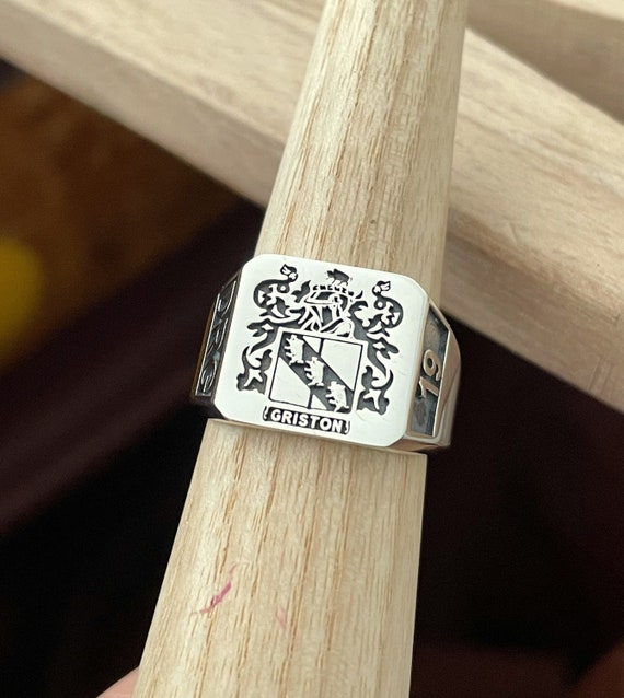 Family Crest Rings Square Family Crest Signet Ring Mens | Etsy