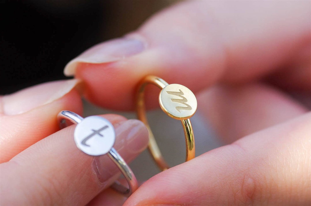 Letter Rings Gold Letter Rings Rose Gold Initial Ring Ring - Etsy