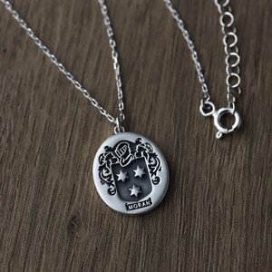 Family Crest Necklace, Custom Family Crest Pendant, Silver Crest ...