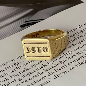 Gold Number Signet Ring, Number Rings, Gold Signet Ring, Solid Gold ...