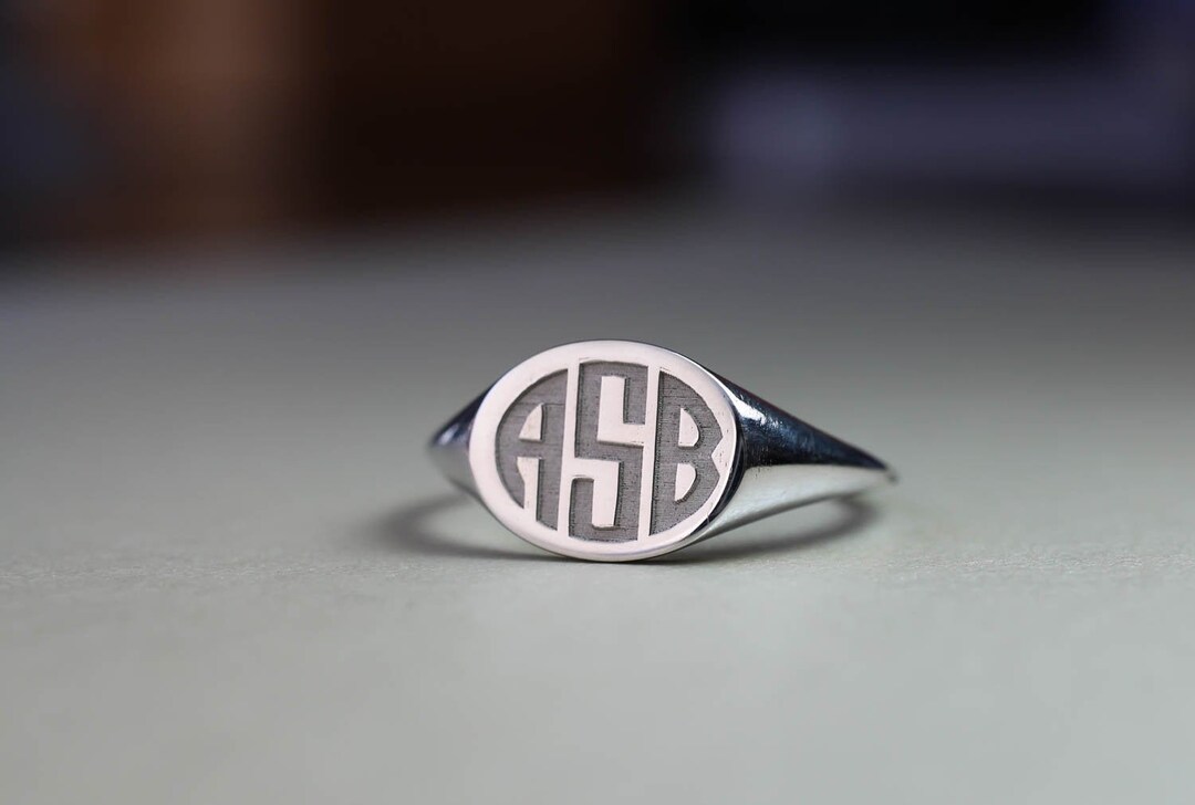 Monogram Ring Custom Monogram Rings Monogram Initial Ring - Etsy