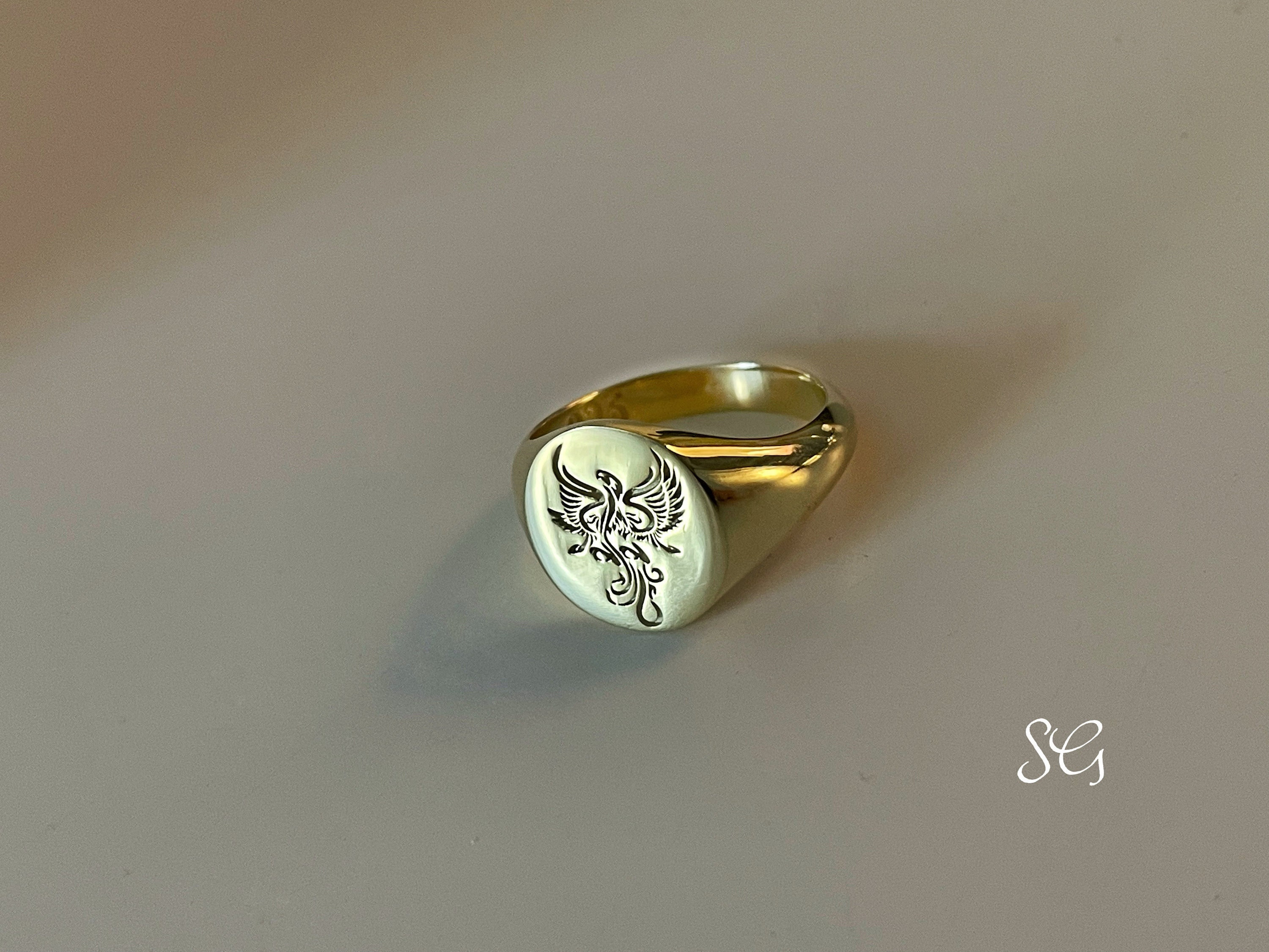Phoenix Ring Gold Phoenix Ring Phoenix Signet Ring 14k Gold - Etsy