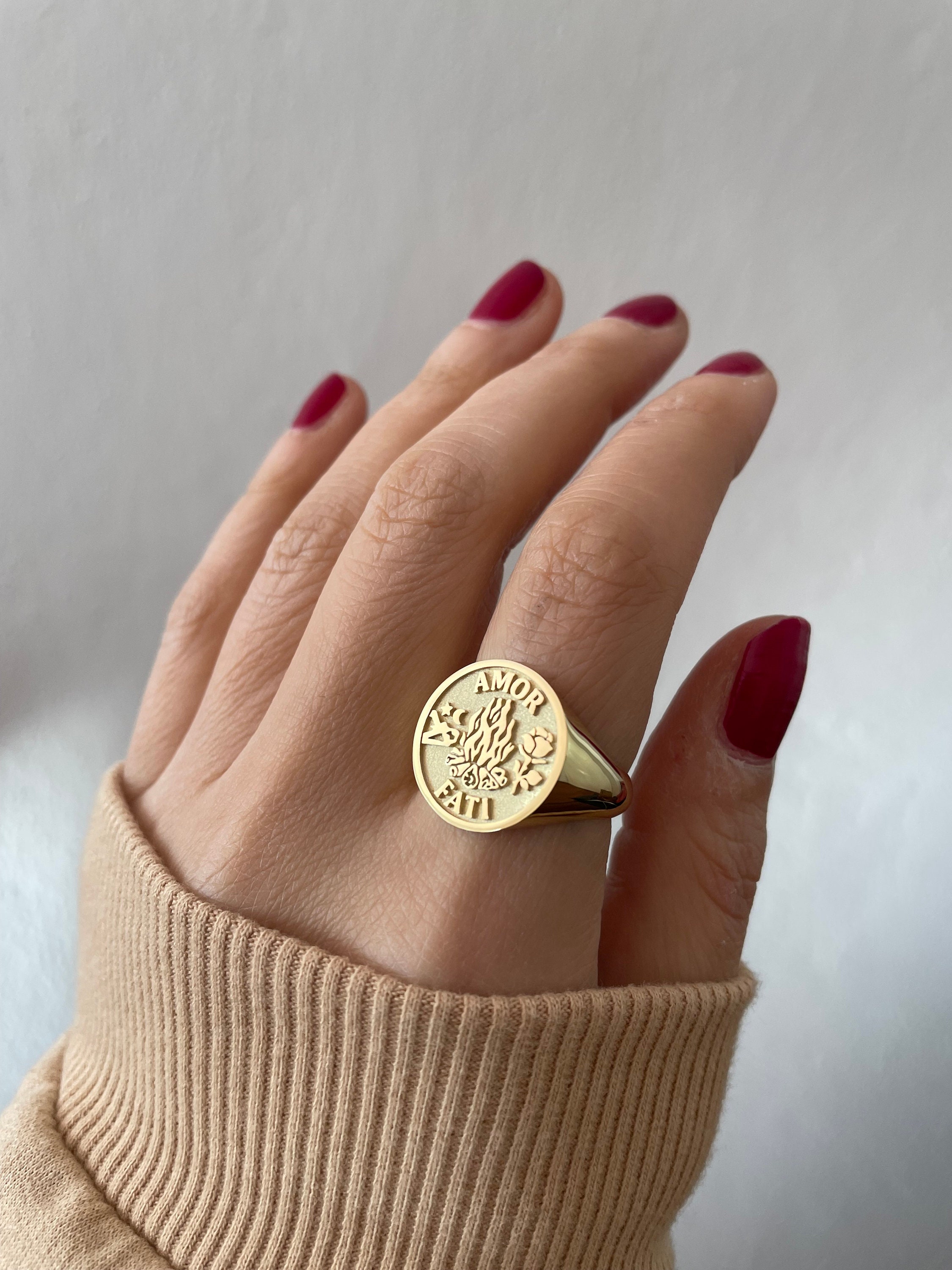 Amor Fati Ring Amor Fati Signet Ring Fate Ring Love of Fate | Etsy