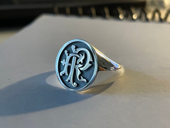 Custom Signet Ring Engraved Signet Ring Mens Silver Signet | Etsy