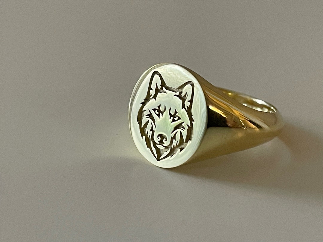 Wolf Ring, Gold Wolf Ring, Wolf Signet Ring, 14k Gold Wolf Ring, Wolf ...