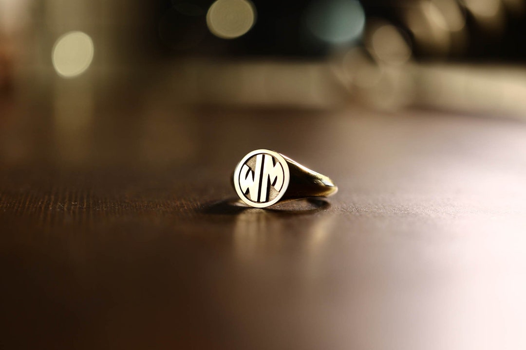 Gold Monogram Initials Signet Ring, Couple Initial Rings, Custom ...