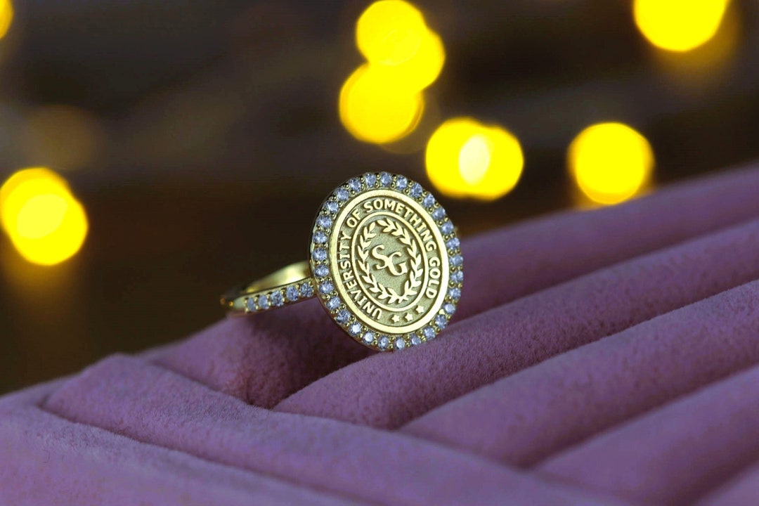 Solid Gold Diamond College Class Rings, Women's Class Ring, Gold ...
