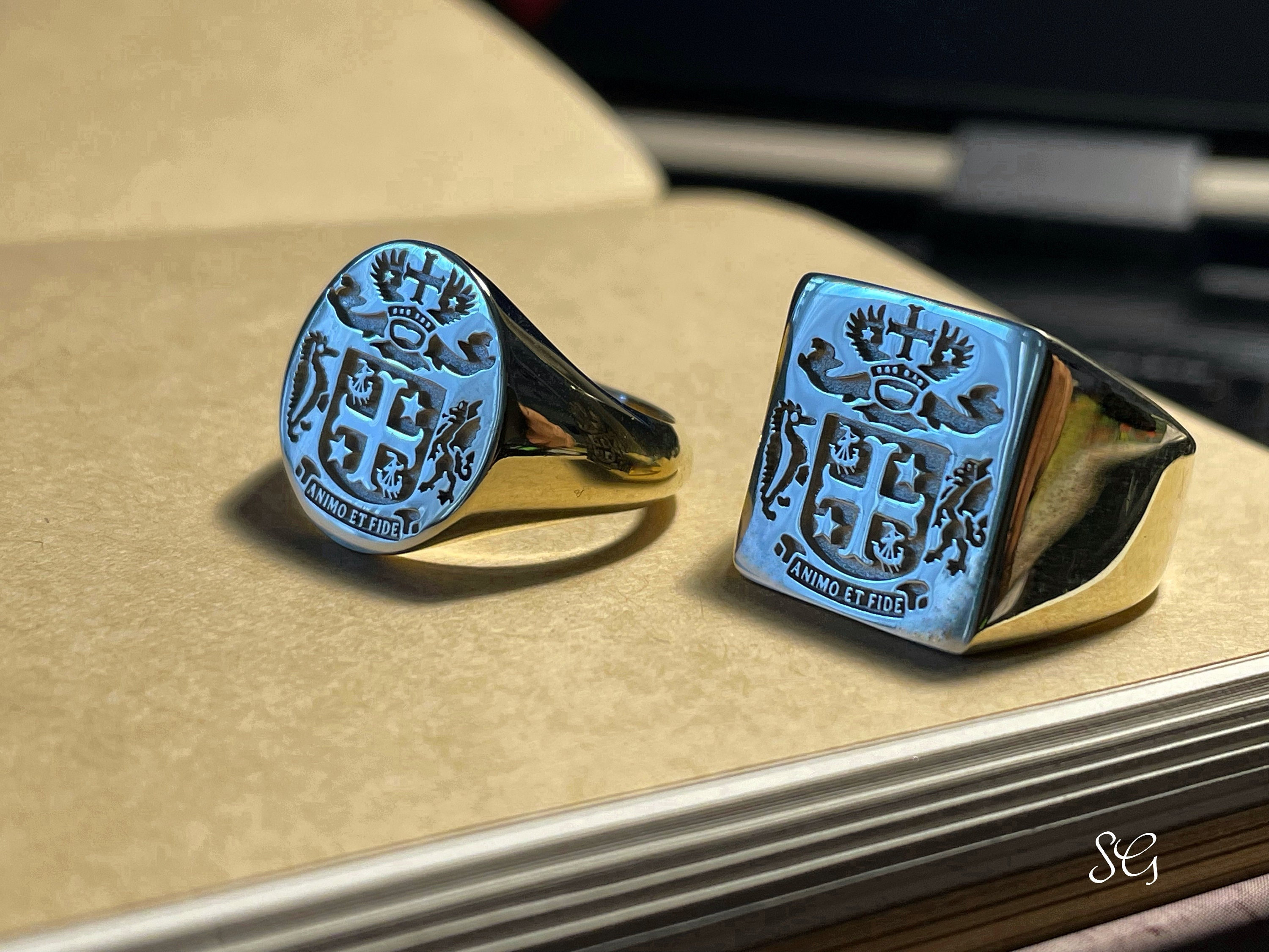 XL Gold Family Crest Signet Ring Family Rings Gold Signet | Etsy