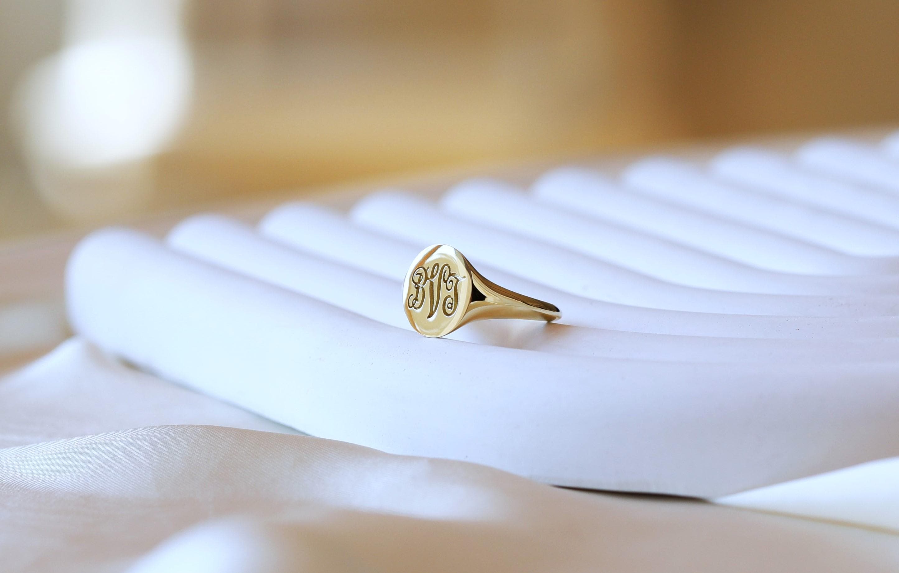 Custom Personalized Monogram Engraved Delicate Pinky Signet Ring ...