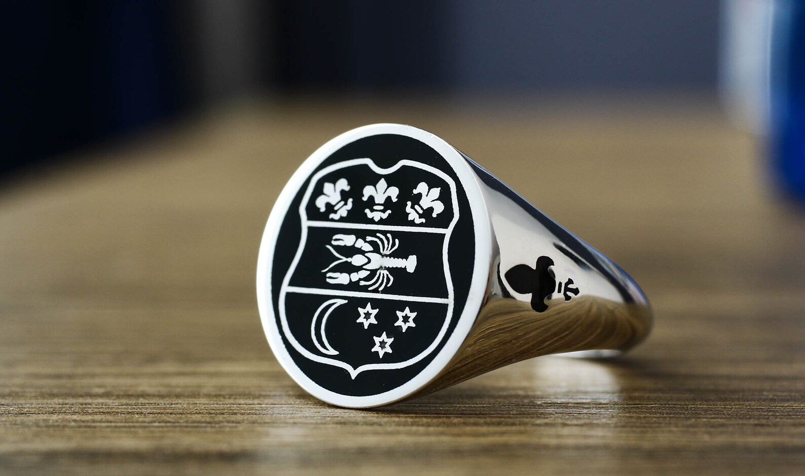 Custom Engraved Enamel Signet Ring, Custom Signet Ring, Mens Signet ...