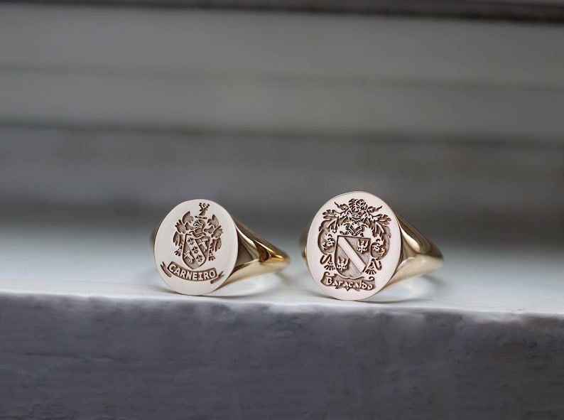 Mens Gold Custom Signet Rings, Mens Gold Signet Rings Engraved, Gold ...