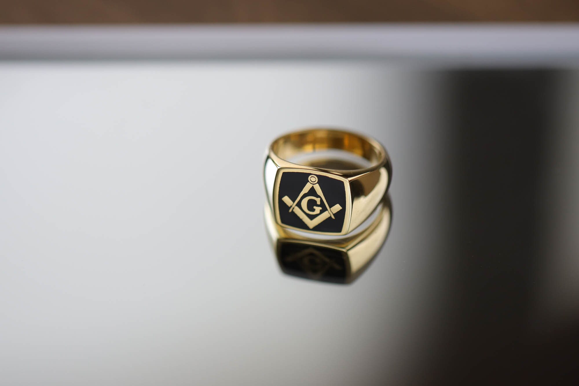 Gold Black Enamel Masonic Ring, Masonic Ring, Freemason Ring, Masonic ...
