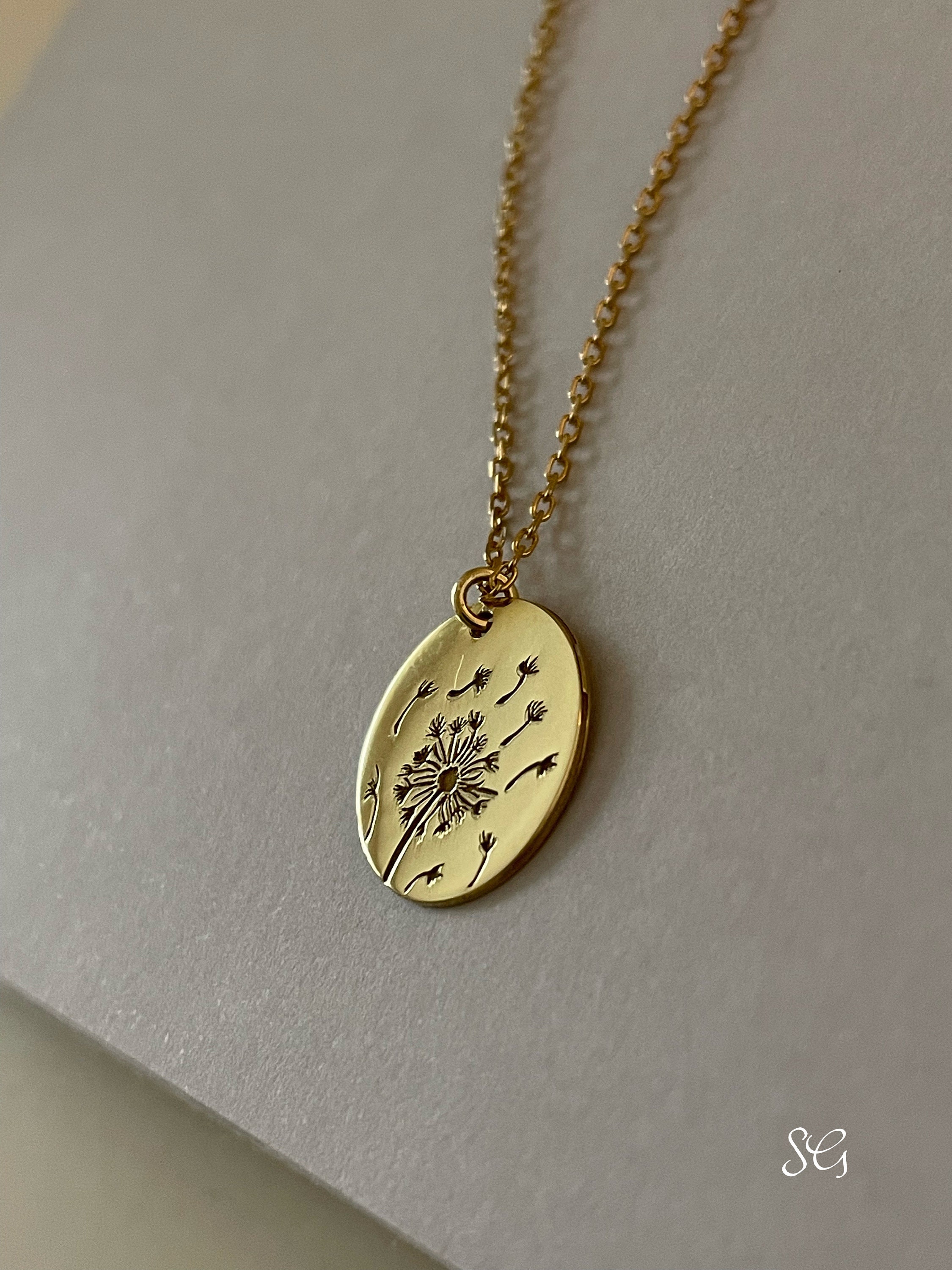Dandelion Necklace Gold Dandelion Necklace Make a Wish | Etsy