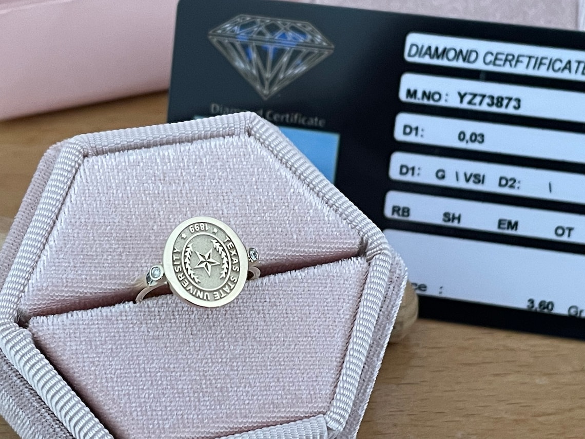 Solid Gold Diamond College Class Rings Women's Class - Etsy