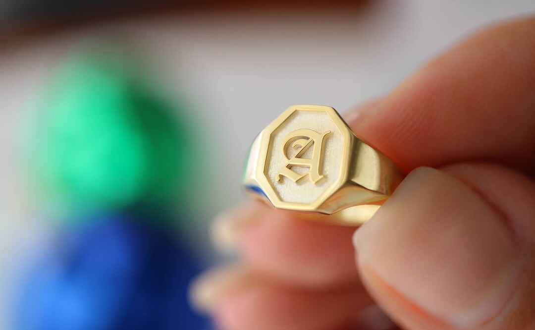 Letter Rings Gold Initial Signet Ring Gold Gold Signet Ring - Etsy